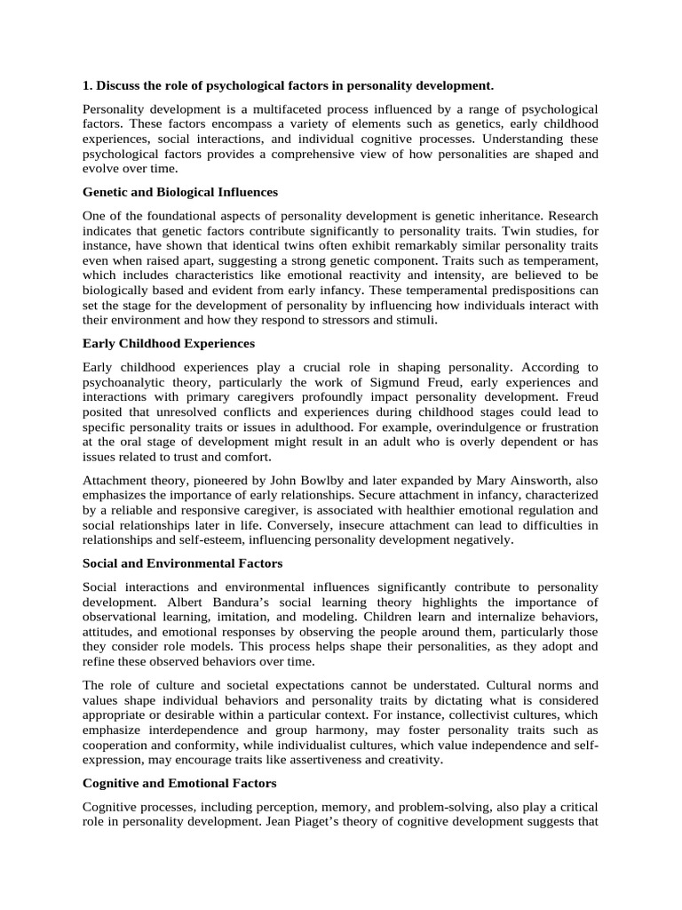 ASSIGNMENT 3 | PDF | Nature Versus Nurture | Attachment Theory