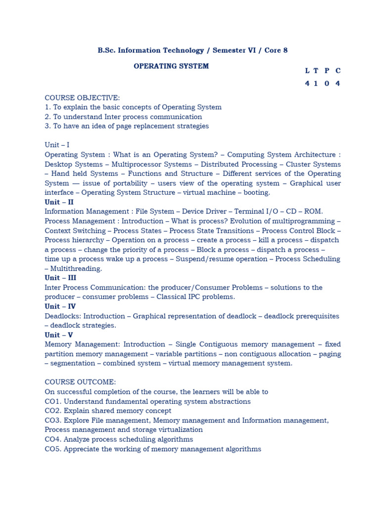 Syllabus 6th sem | PDF | Process (Computing) | Internet Of Things