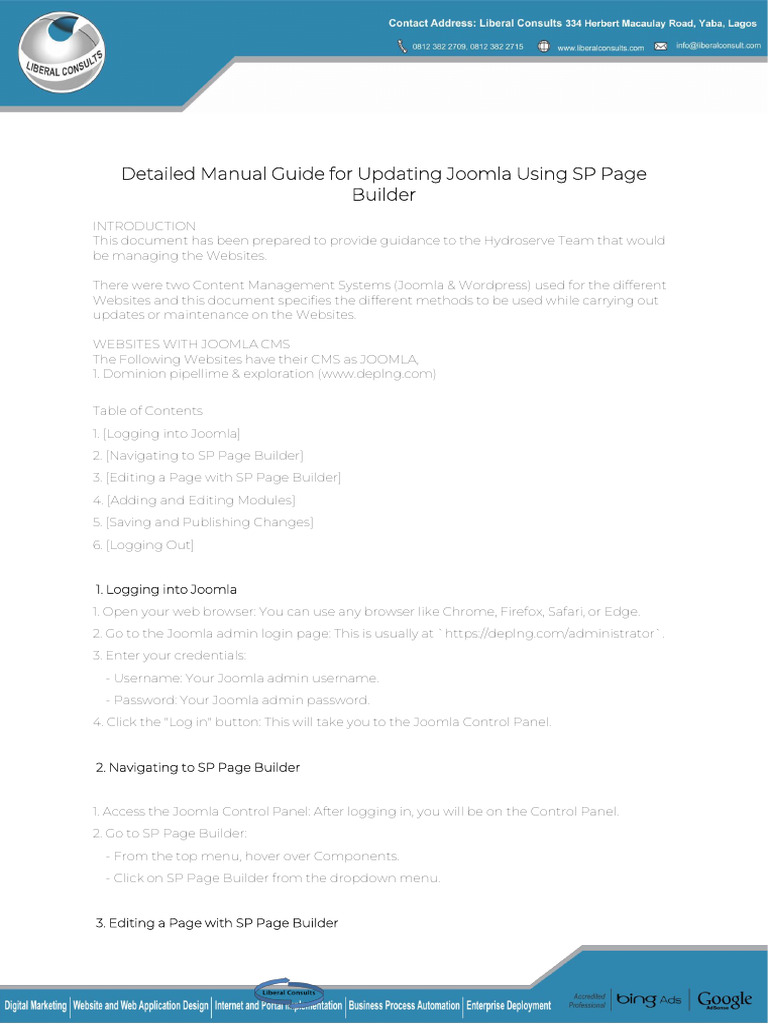 Joomla Update Guide with SP Page Builder | PDF | Page Layout | Joomla