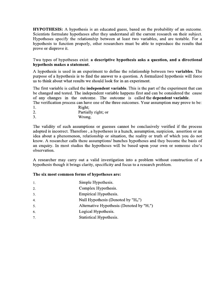 Hypothesis | PDF