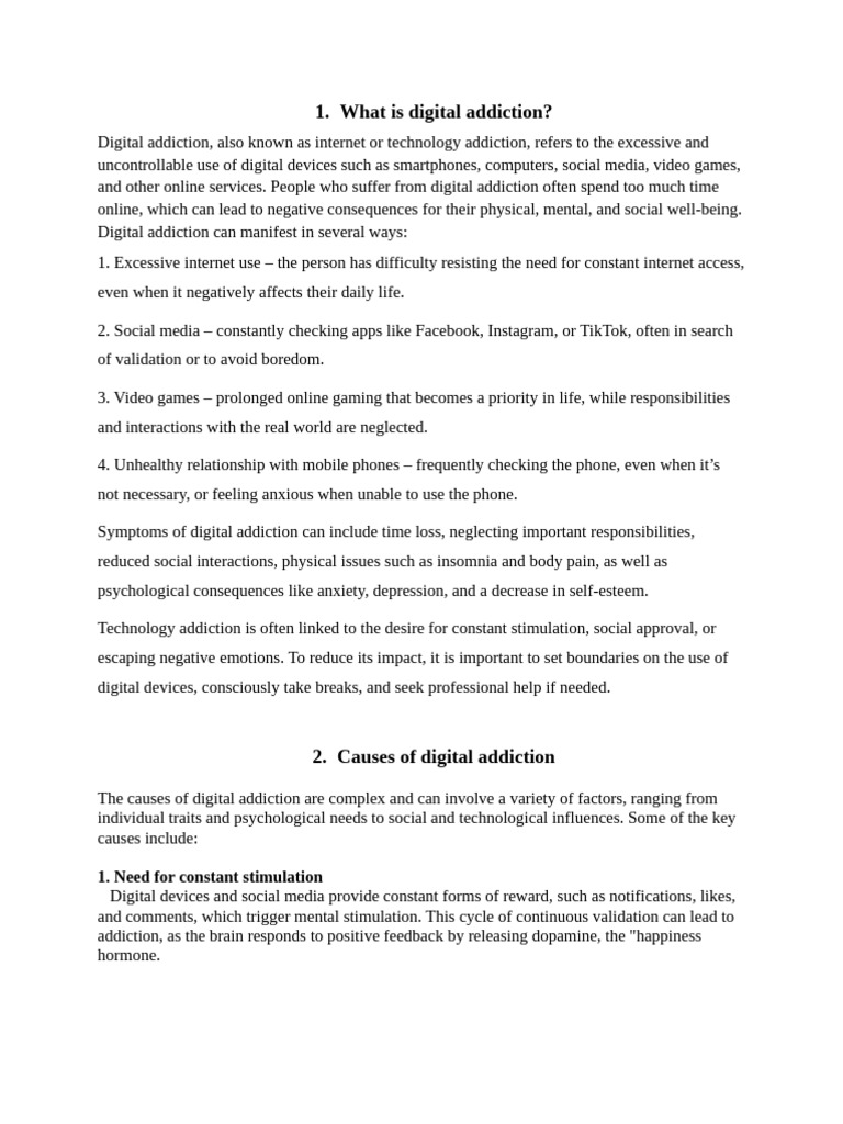 Digital Addiction: Effects on Mental Health | PDF | Psychotherapy ...