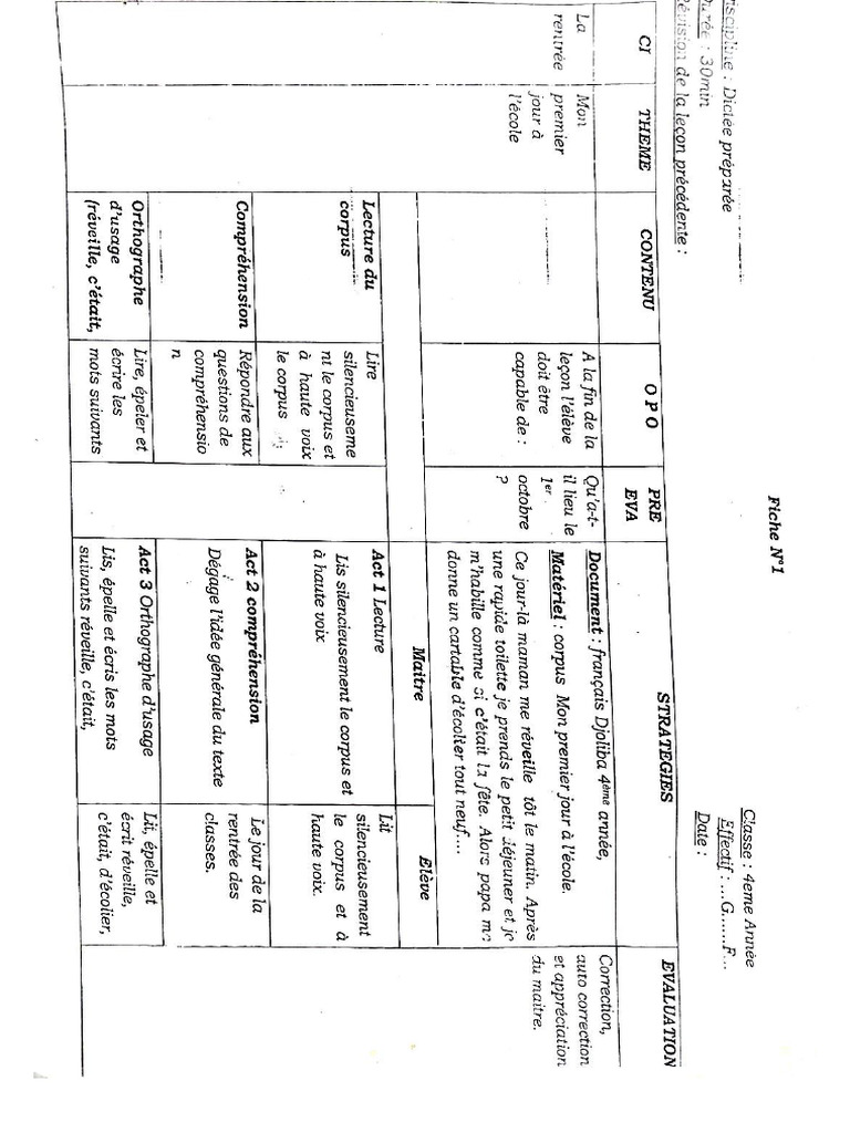 Dictée Préparée 4e Année | PDF