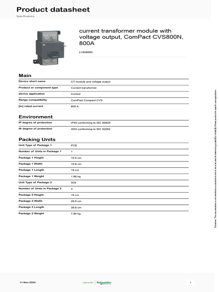 Schneider Electric - EasyPact-CVS - LV508560 | PDF