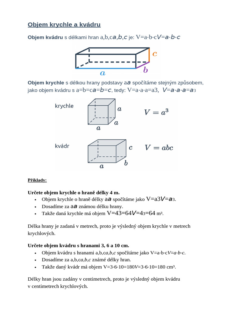 Objem krychle a kvádru | PDF