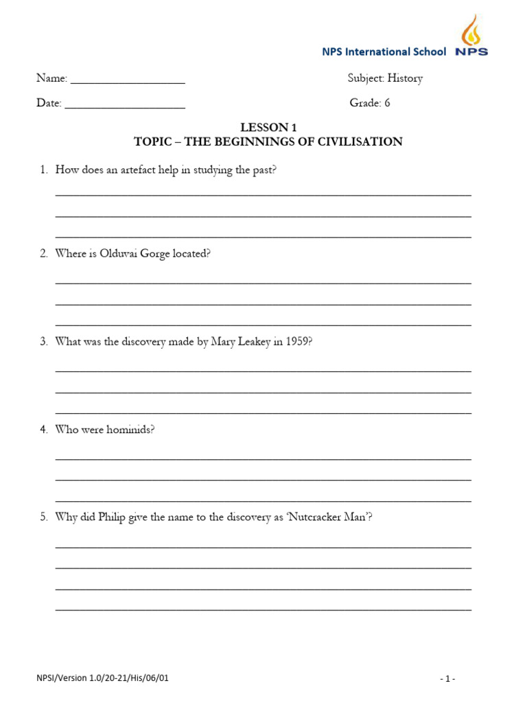 Lesson 1 Worksheet | PDF