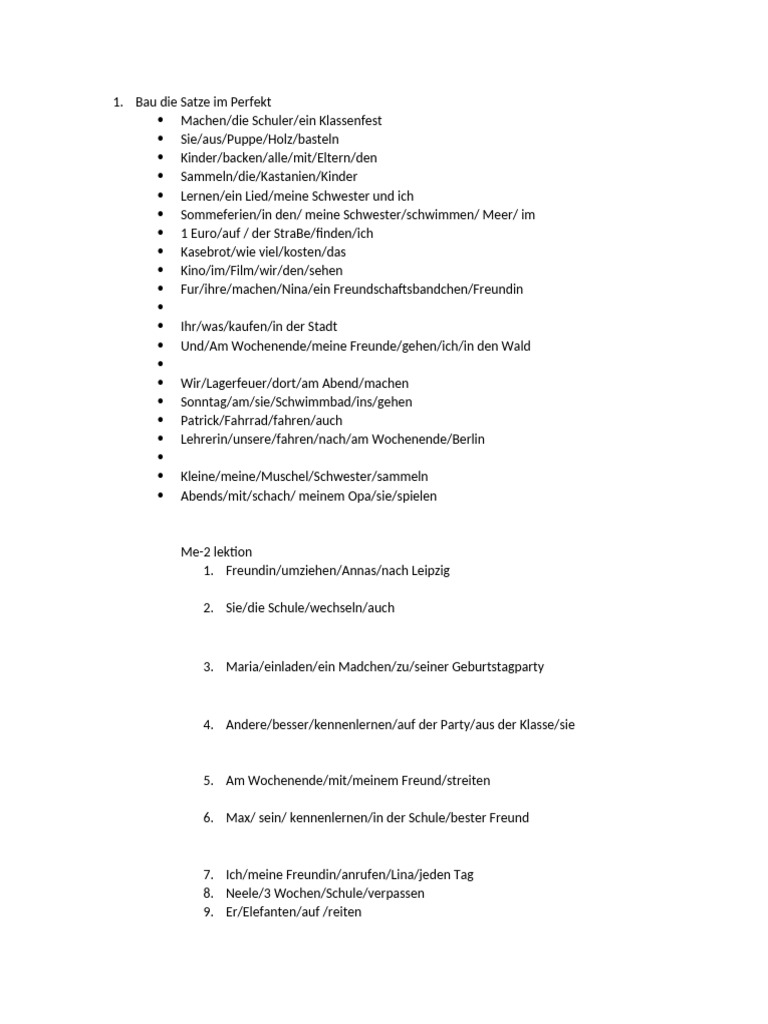 Bau-die-Satze-im-Perfekt | PDF