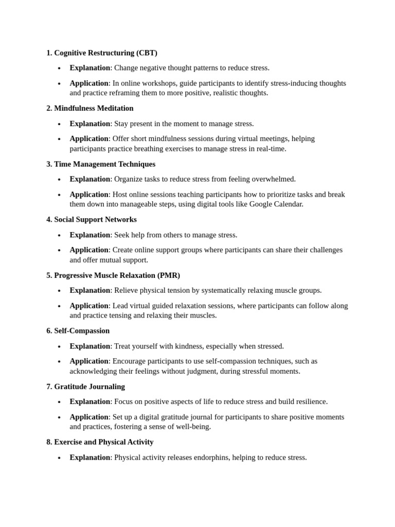 Stress Management Pdf Cognition Psychotherapy