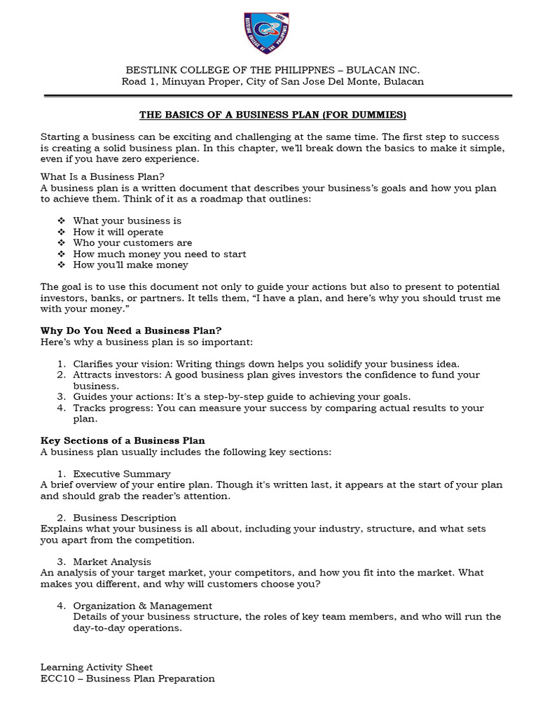 Business Plan Basics for Beginners | PDF | Limited Liability Company ...