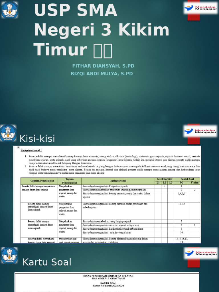 Penulisan Soal USP SMA Negeri 3 Kikim Timur | PDF