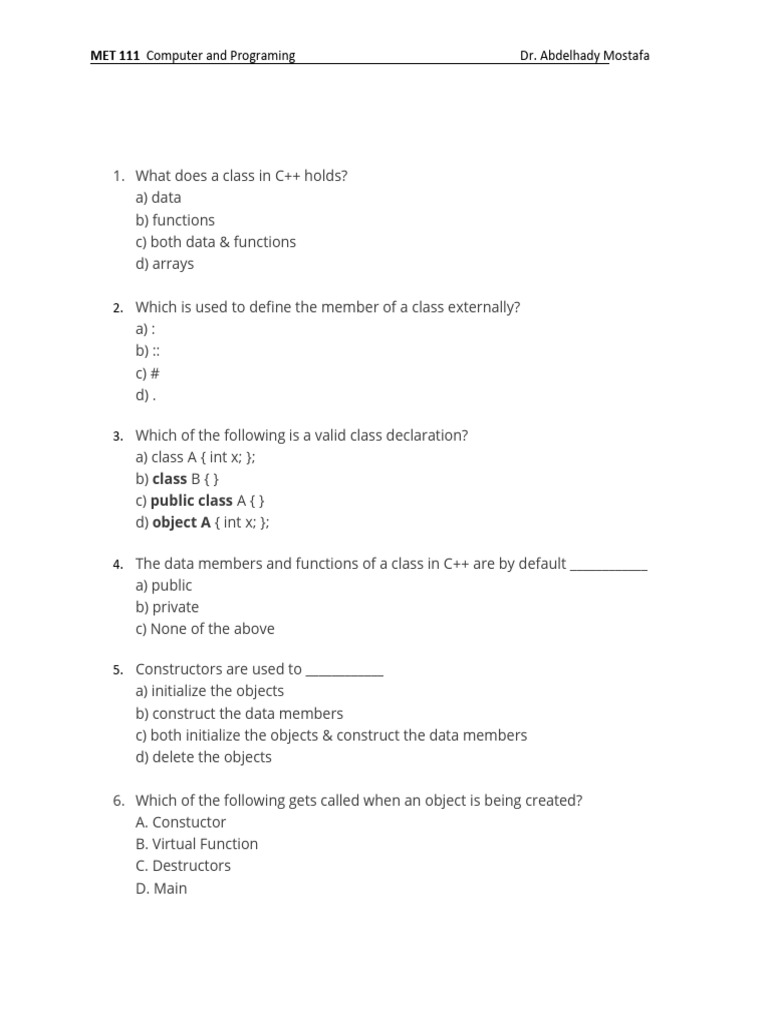 Assignment 7 | PDF | Constructor (Object Oriented Programming ... Assignment 7 | PDF | Constructor (Object Oriented Programming ...