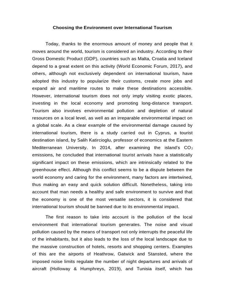 Choosing The Environment Over International Tourism | PDF | Tourism ...