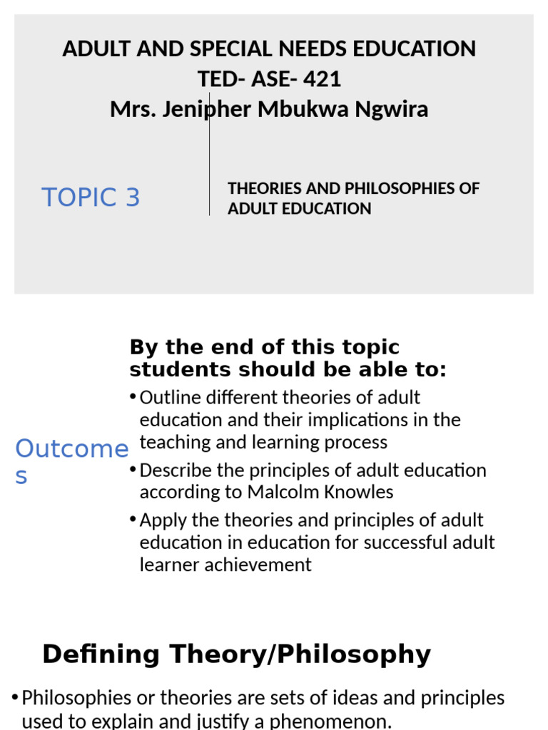 Theories of Adult Education Explained | PDF | Learning | Learning ...