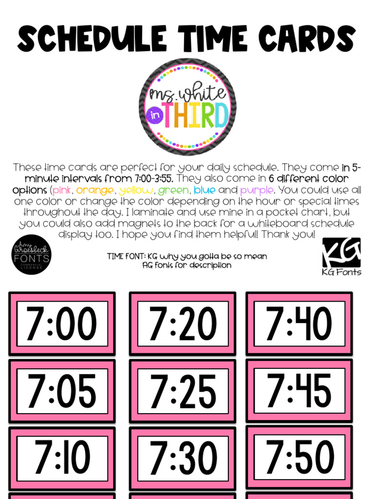 Schedule Time Cards: Orange | PDF