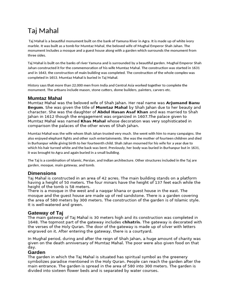 Taj Mahal | PDF