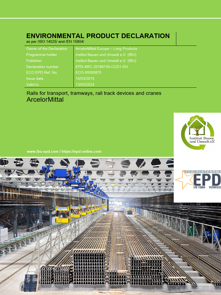 ArcelorMittal Rails EPD Summary | PDF | Waste | Scrap