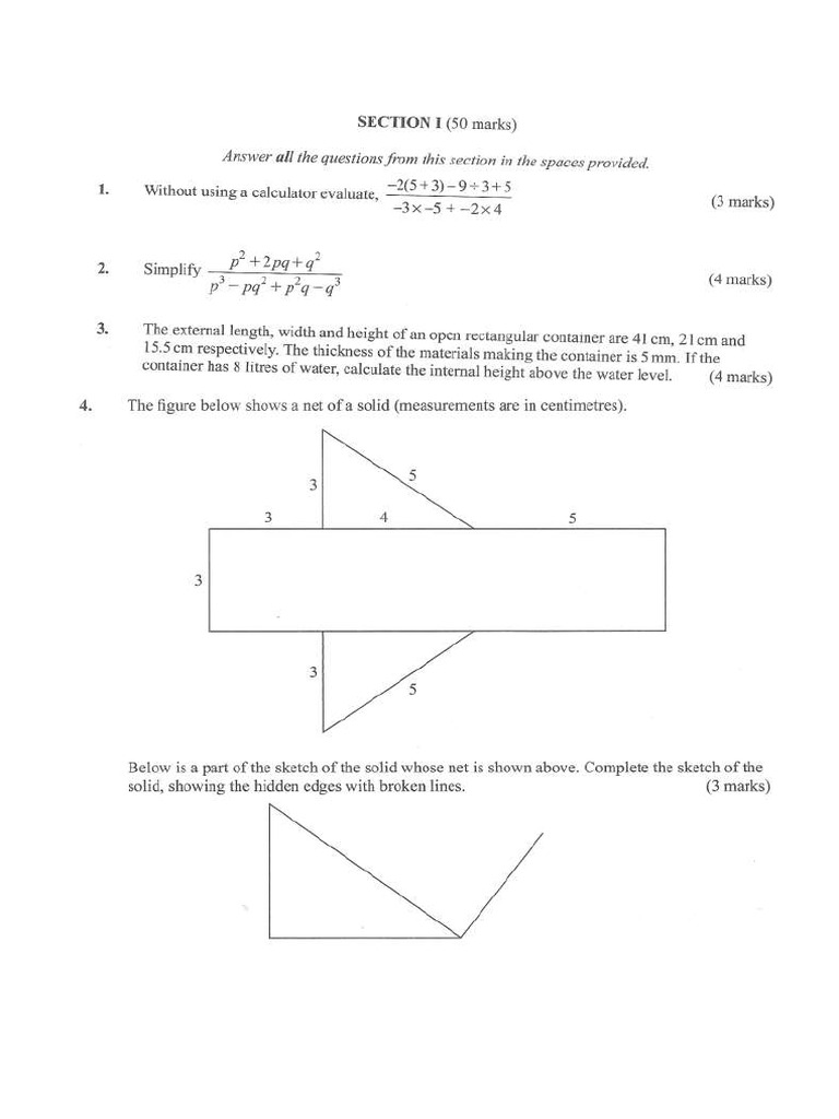 Mathematics 2016 Paper 1 | PDF