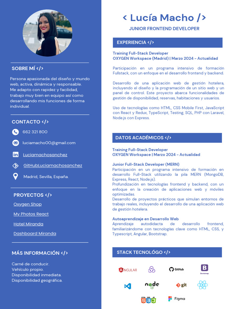 Lucia Macho SÃ¡nchez CV | PDF | Aplicación web | Arquitectura de sistemas