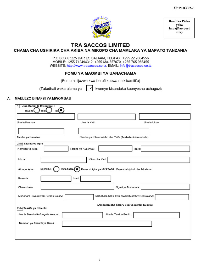 Fomu Ya Uanachama New Ver2020 | PDF