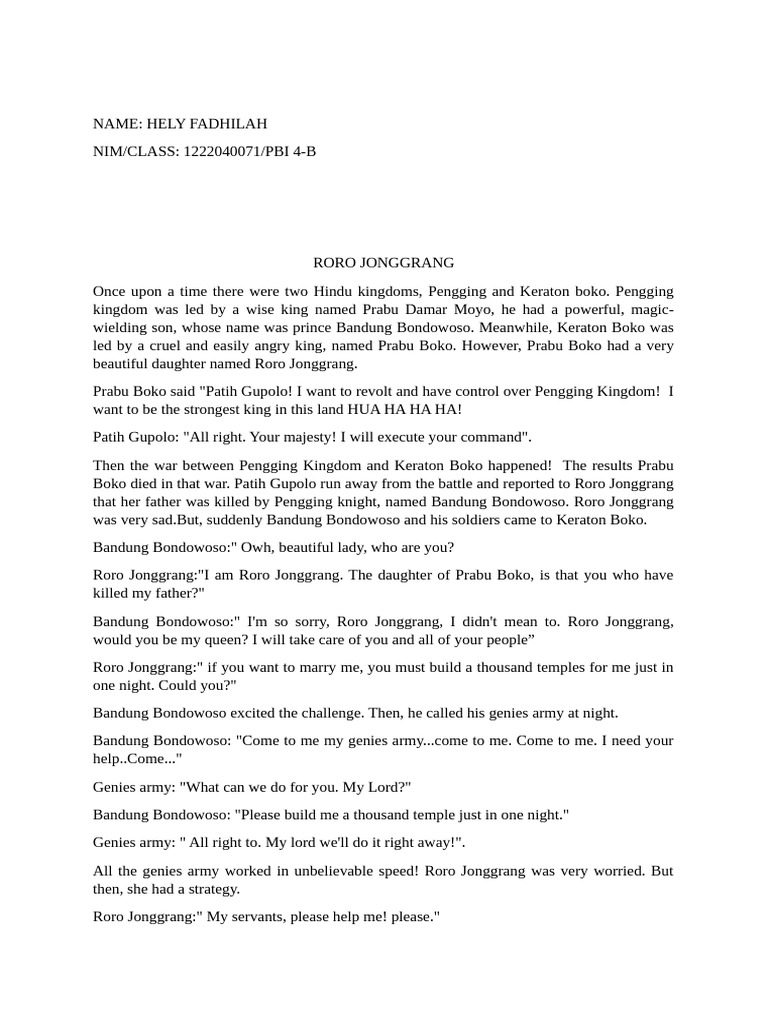 Extensive Reading (Analysis Own Story) Hely - PBI-4B | PDF