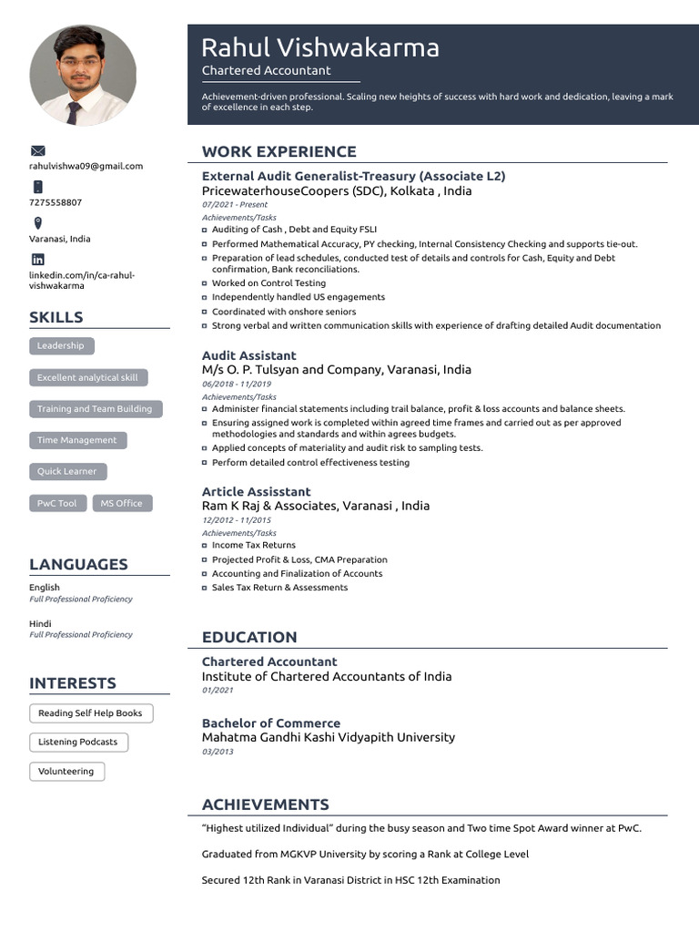 Rahul Vishwakarma - Resume | PDF | Audit | Financial Services