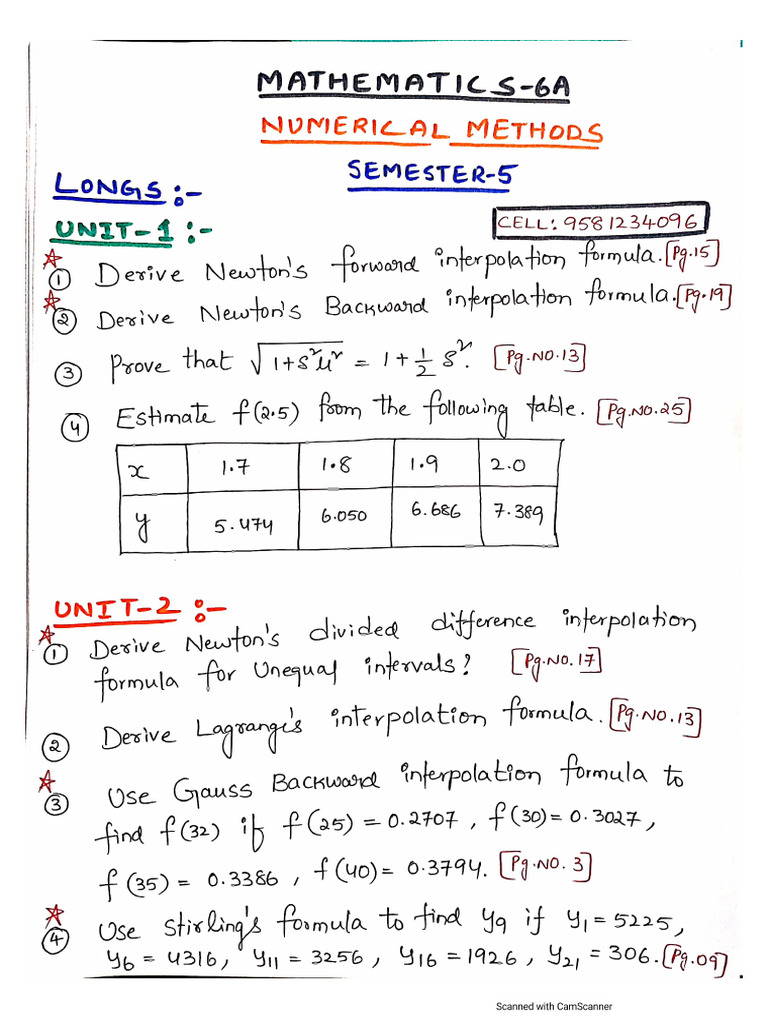 Maths 6a List of Most Imp | PDF