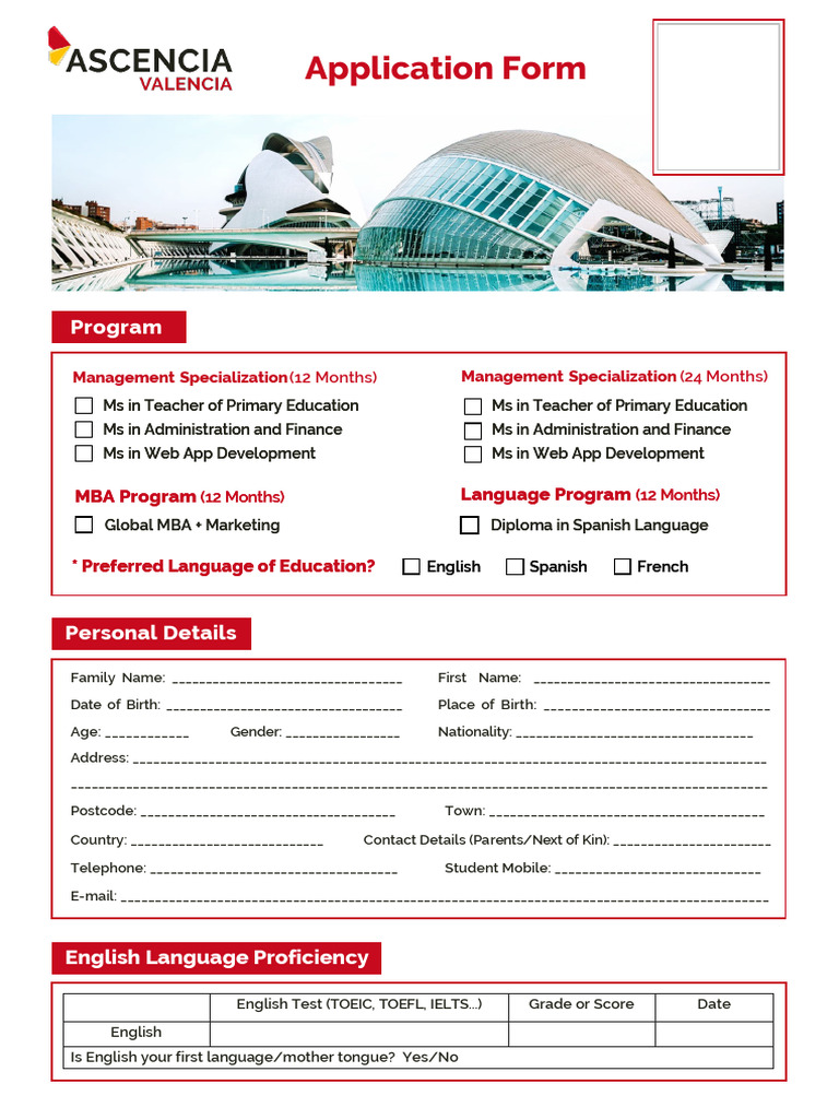 Spanish Graduate Program Application Form | PDF