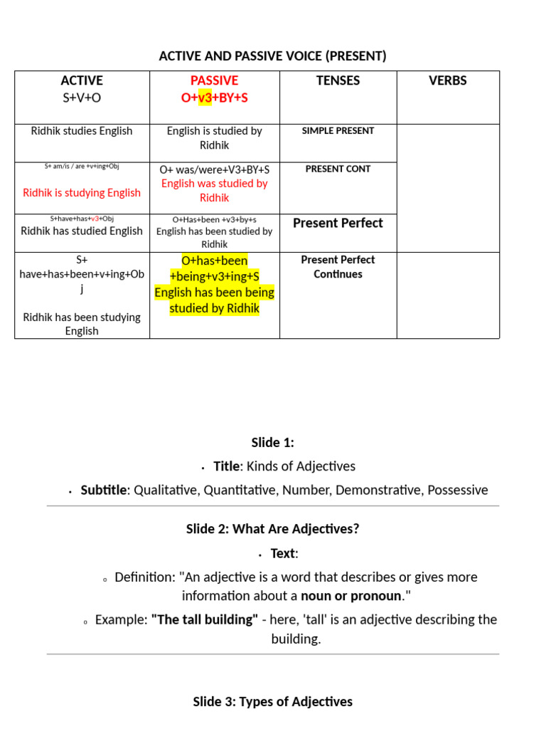 Active and Passive Voice Present | PDF | English Language | Grammatical ...