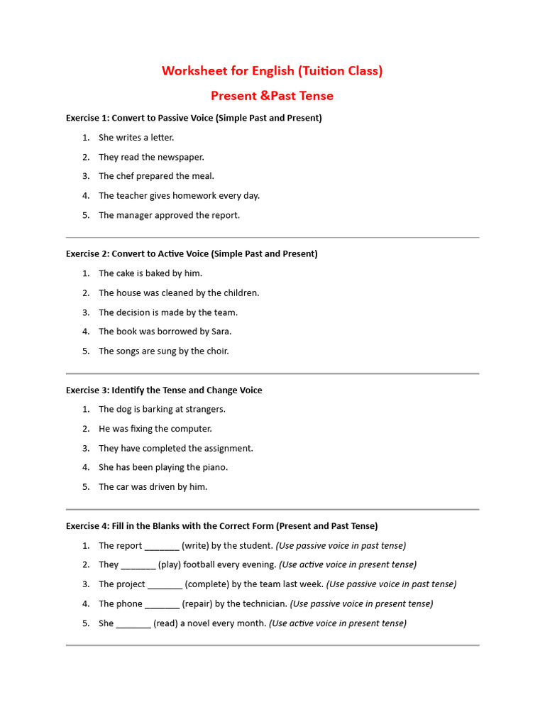 English Tense Practice Worksheet | PDF