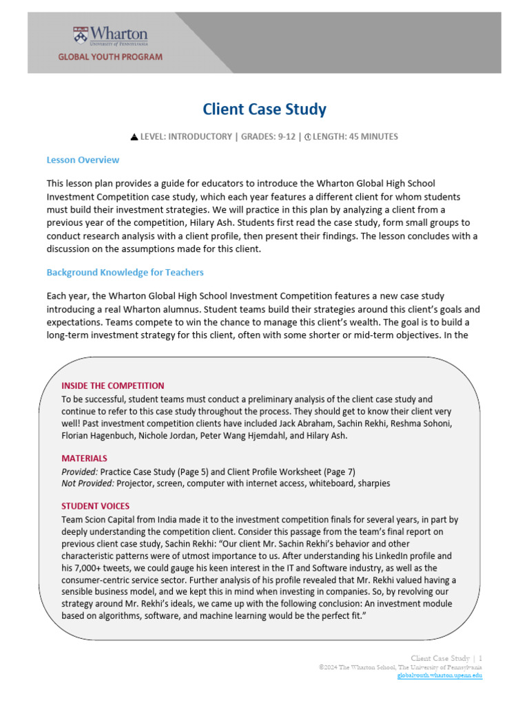 Unit 1.2-Client Case Study | PDF | Exchange Traded Fund