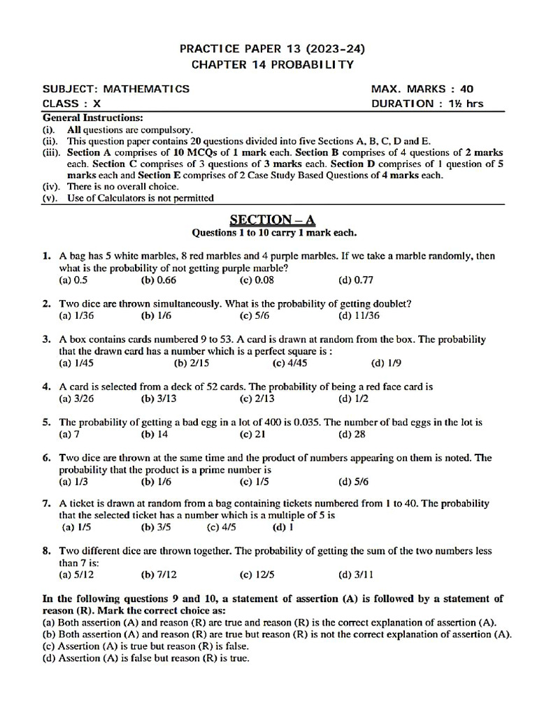 G10 - Ch 14 40 marks worksheet | PDF