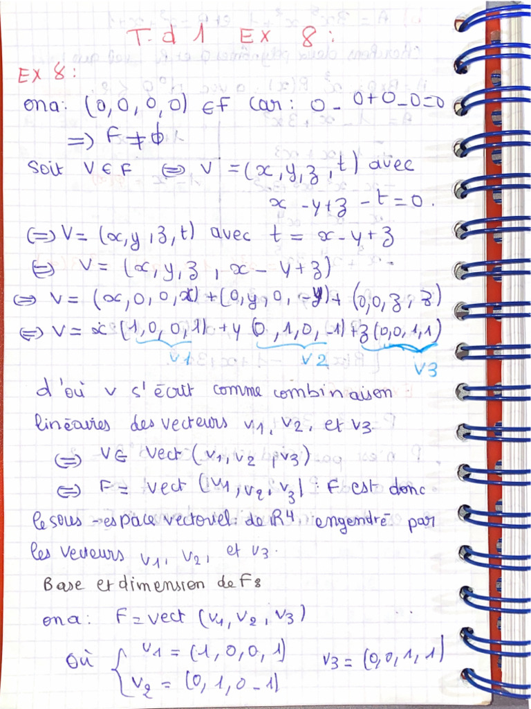 Correction Exercice 8 TD 1 Algèbre | PDF
