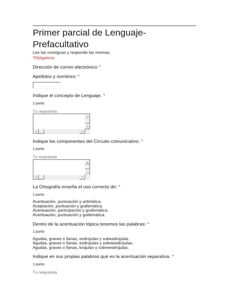 Primer Parcial de Lenguaje | PDF