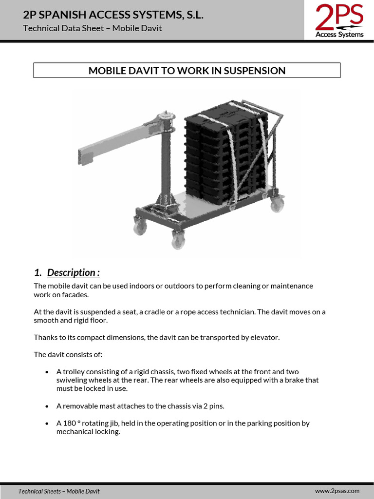 TECHNICAL SHEET - Mobile Davit - v1.0 | PDF | Vehicles