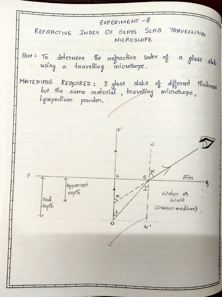 Refractive Index of Glass Slab Experiment | PDF