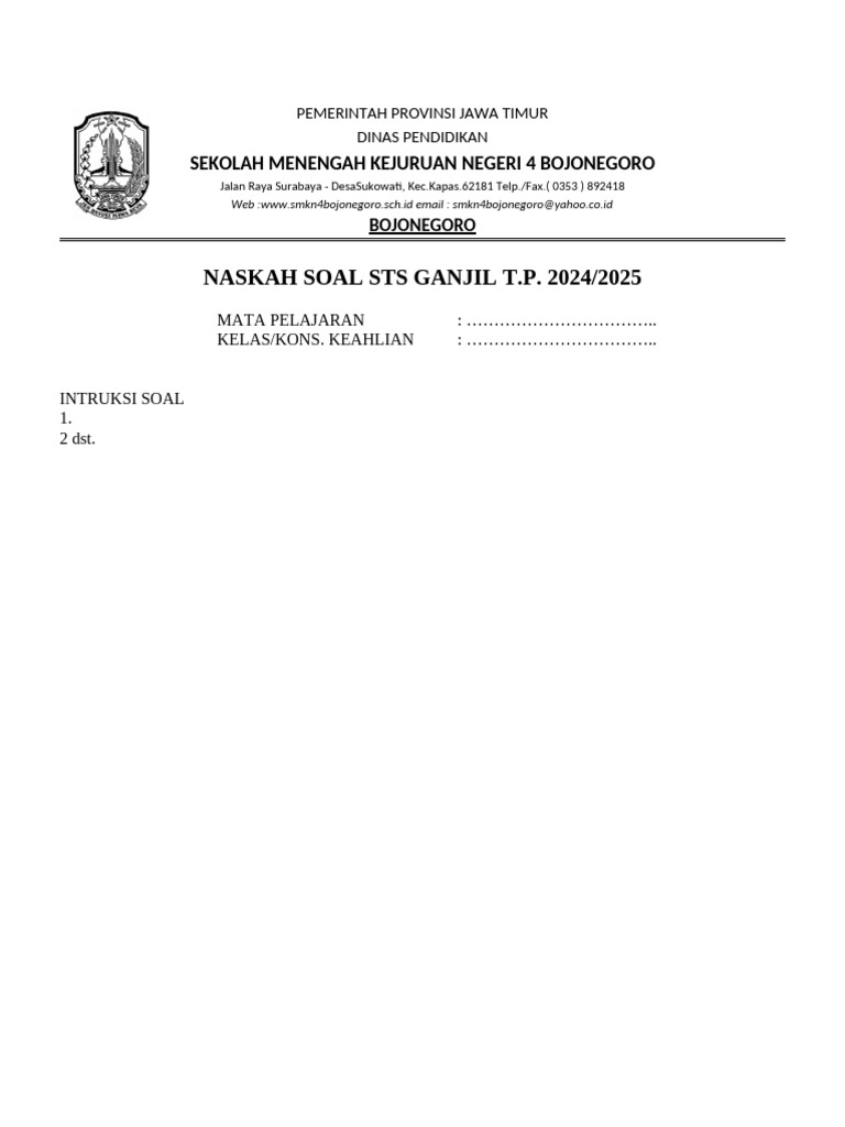 Kop. Naskah Soal STS Ganjil 2024-2025 | PDF