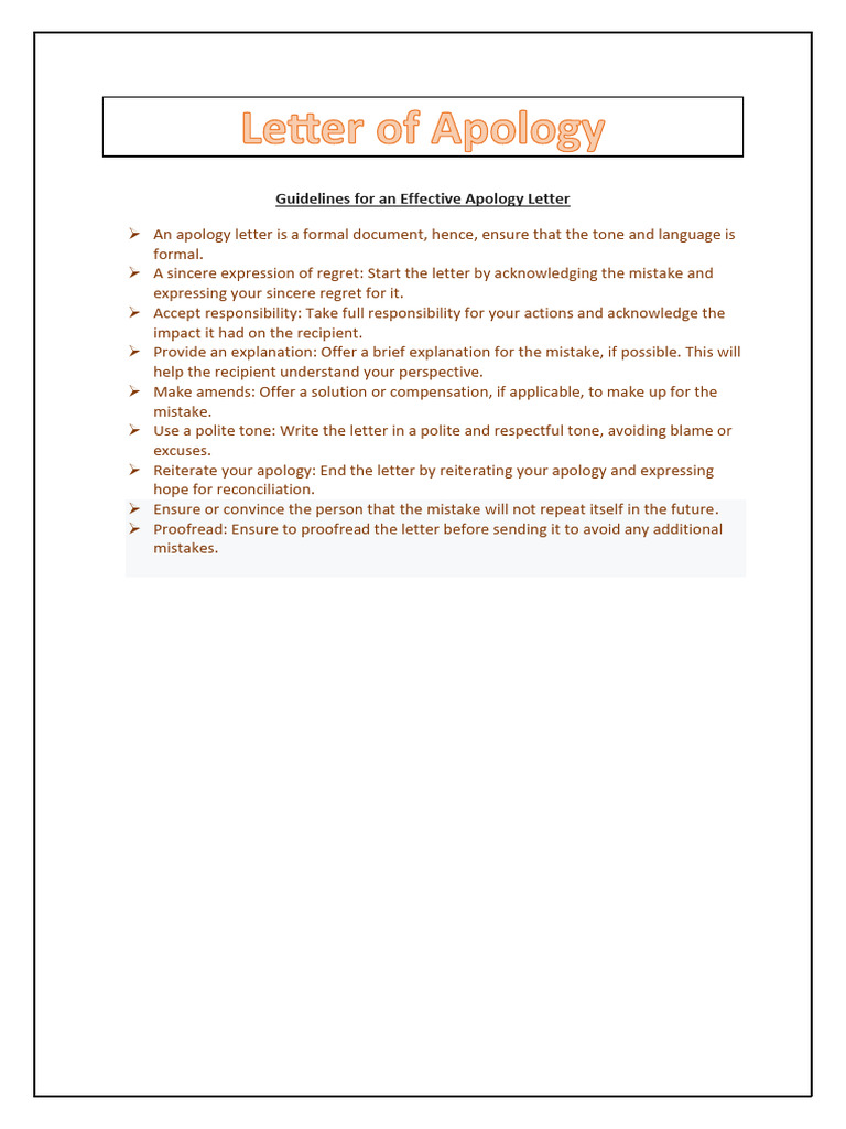 Apology Letter | PDF