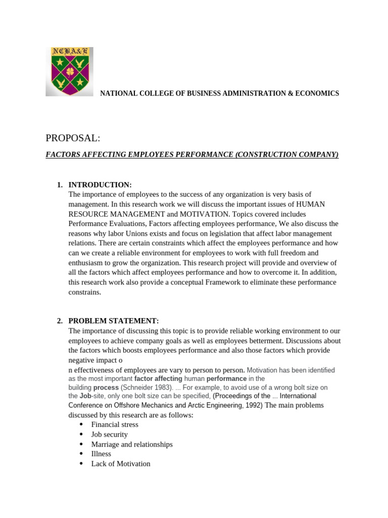 Factors Influencing Employee Performance | PDF | Employment | Thesis