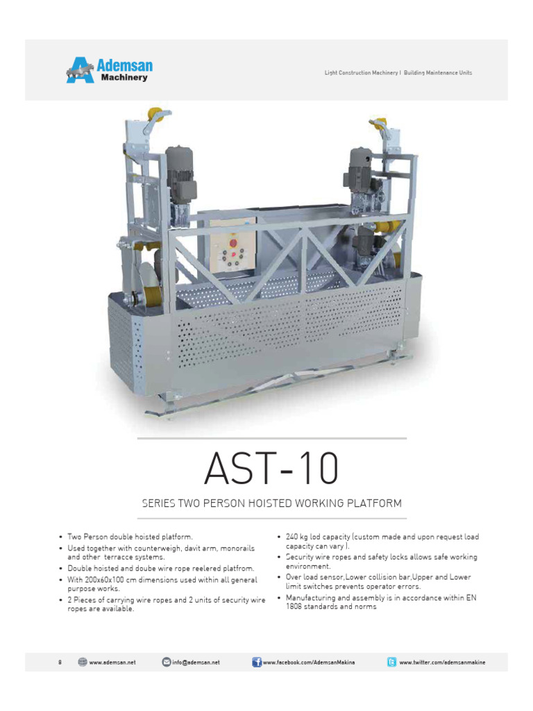 AST-10 Two-Person Hoisted Platform | PDF | Manufactured Goods