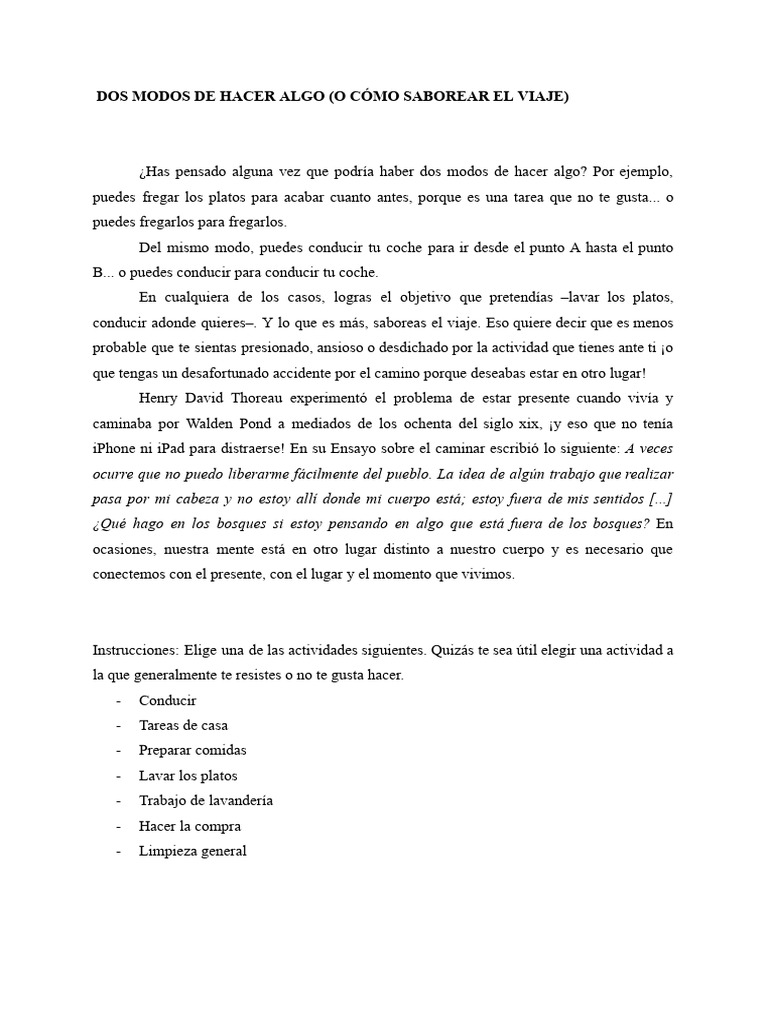 Dos Modos de Hacer Algo: Saborea el Viaje | PDF | Walden