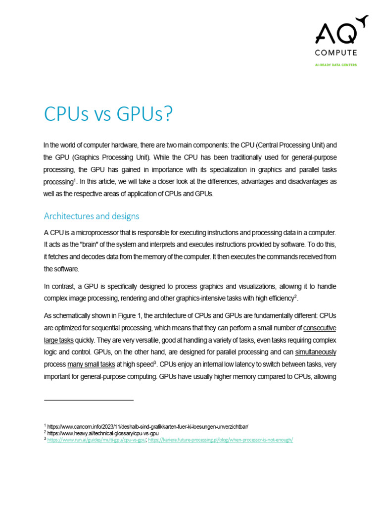 2024 Aq Compute Blogpost - Cpu Vs Gpu | PDF | Central Processing Unit | Graphics Processing Unit