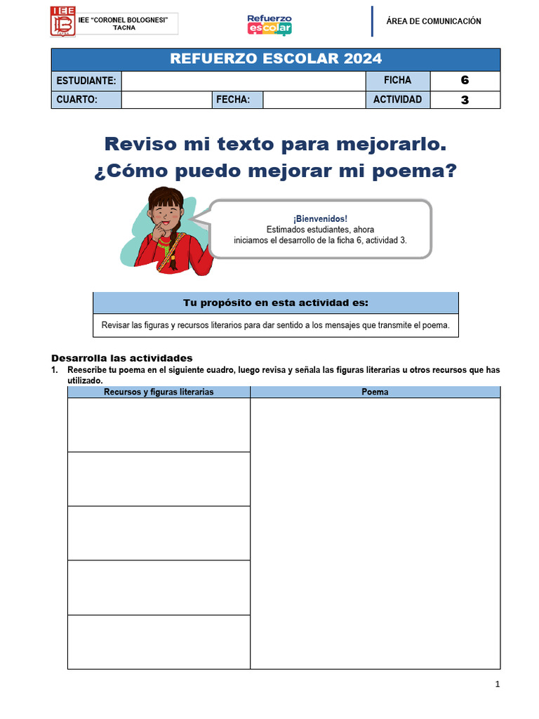 Reviso Mi Texto para Mejorarlo. ¿Cómo Puedo Mejorar Mi Poema? | PDF ...