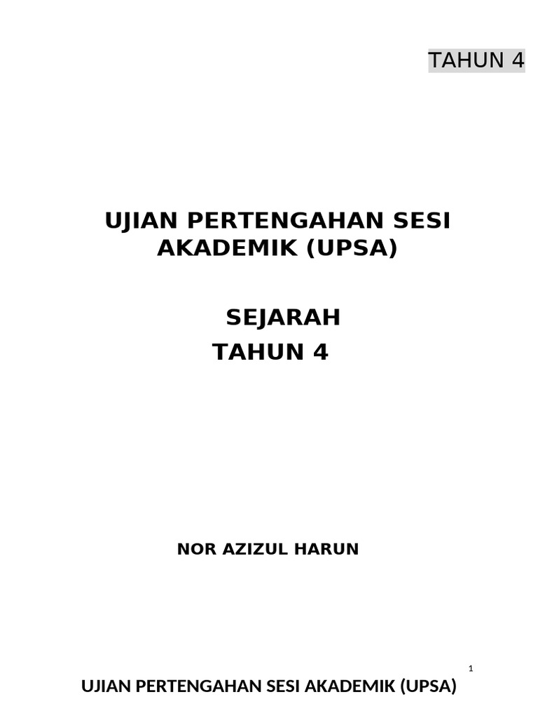 Kertas Pentaksiran Sumatif Pertengahan Tahun Sejarah Tahun 4 Upsa | PDF