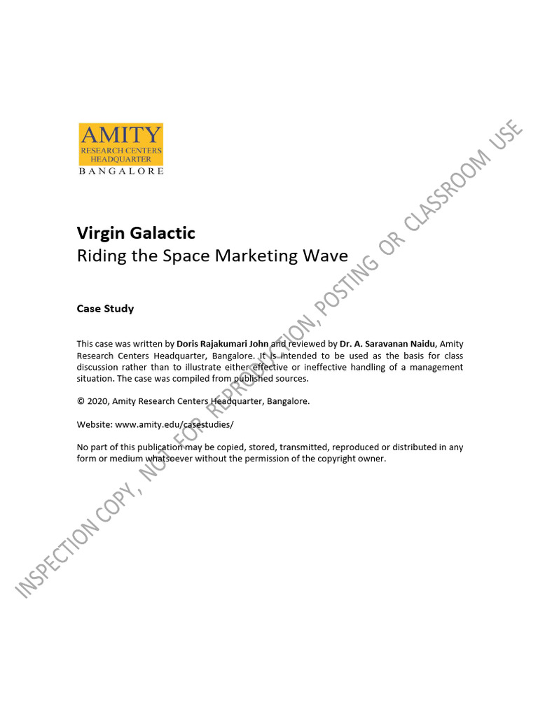 Case Study - Virgin Galactic Riding the Space Marketing Wave | PDF | Spacecraft | Flight