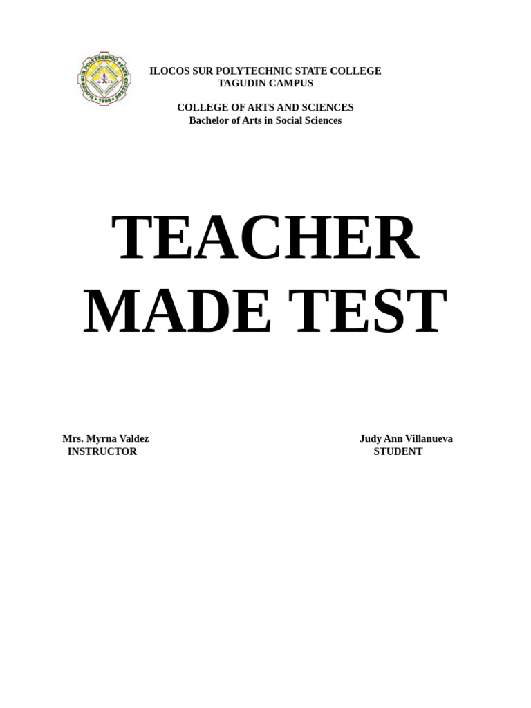 Teacher Made Test Judy | PDF