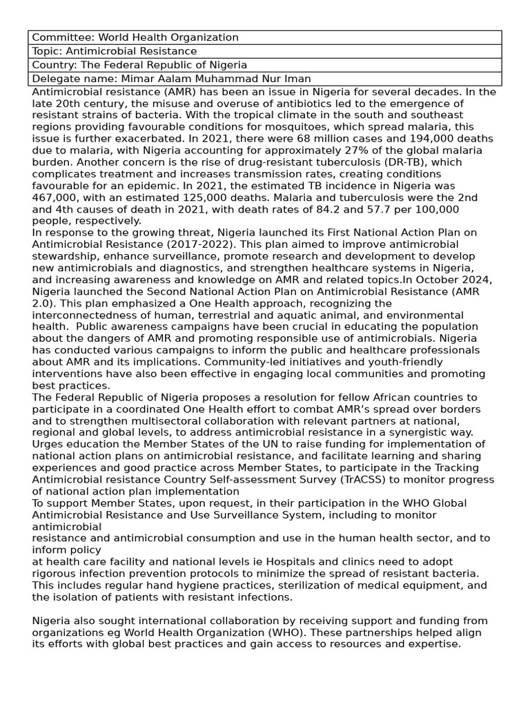 OLD AntiMicrobial Resistance position paper_Nigeria | PDF ...