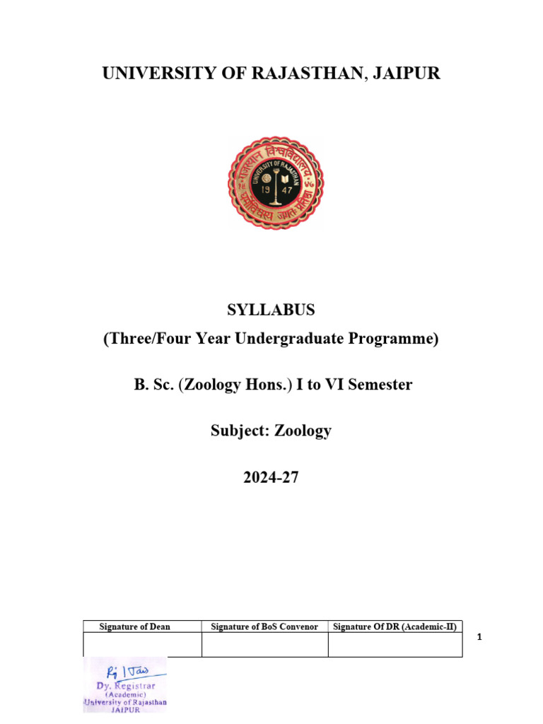 BSC Zoology Hon Eng 2024-25 | PDF | Invertebrate | Zoology