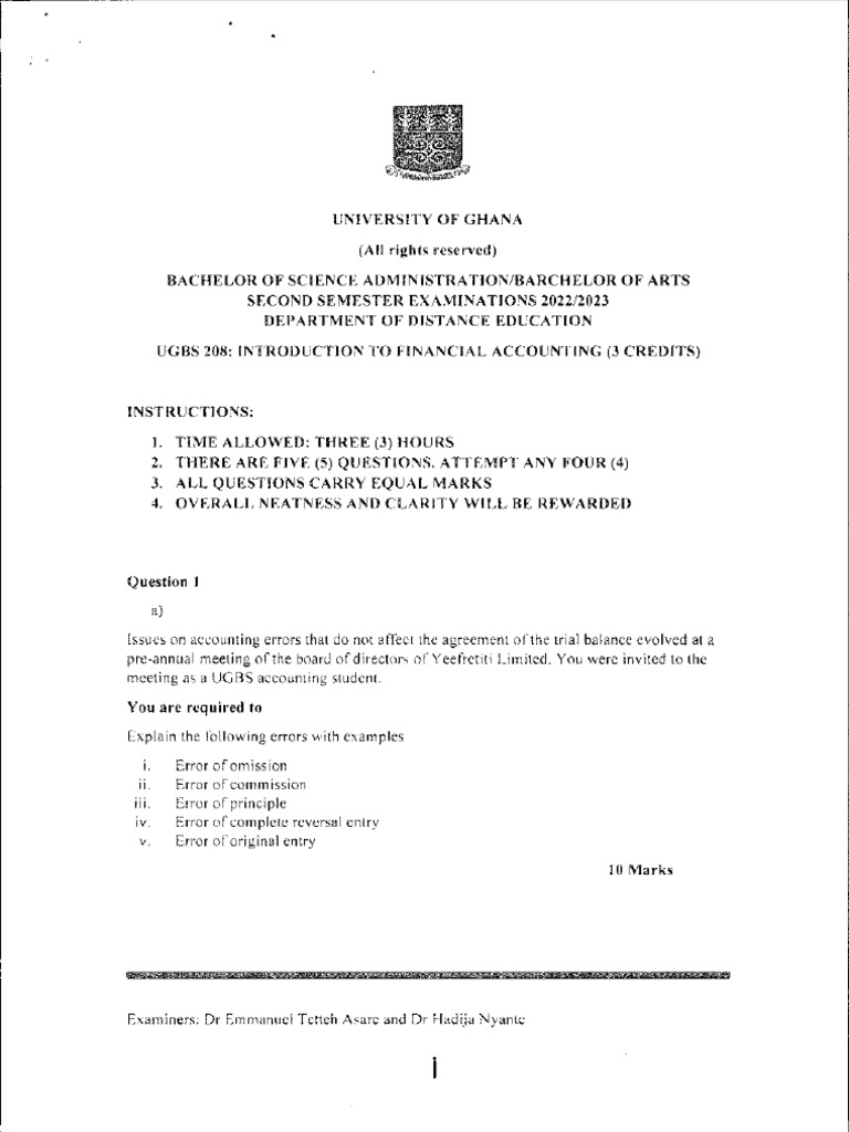 Ugbs 208 Introduction To Financial Accounting | PDF