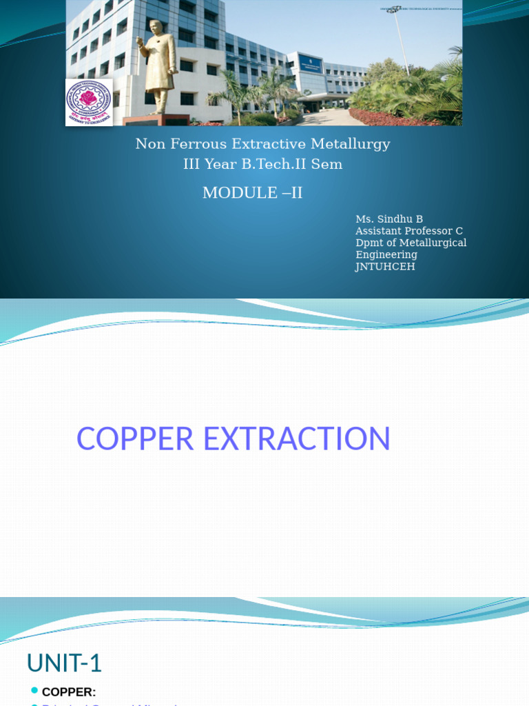 Unit 1 Copper | PDF | Copper | Ore