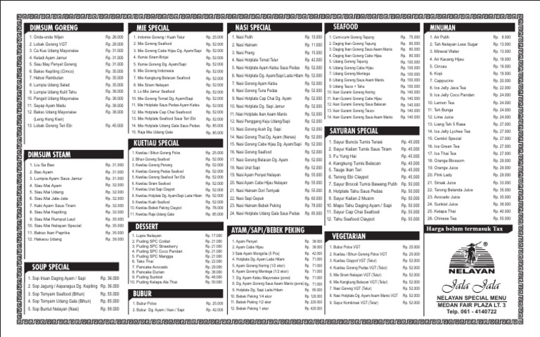 Menu Jala Jala Medan Fair | PDF