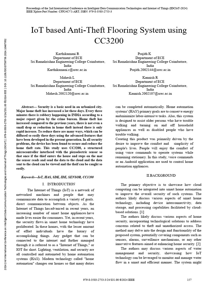 IoT_Based_Anti-Theft_Flooring_System_Using_CC3200 | PDF | Internet Of Things | Home Automation